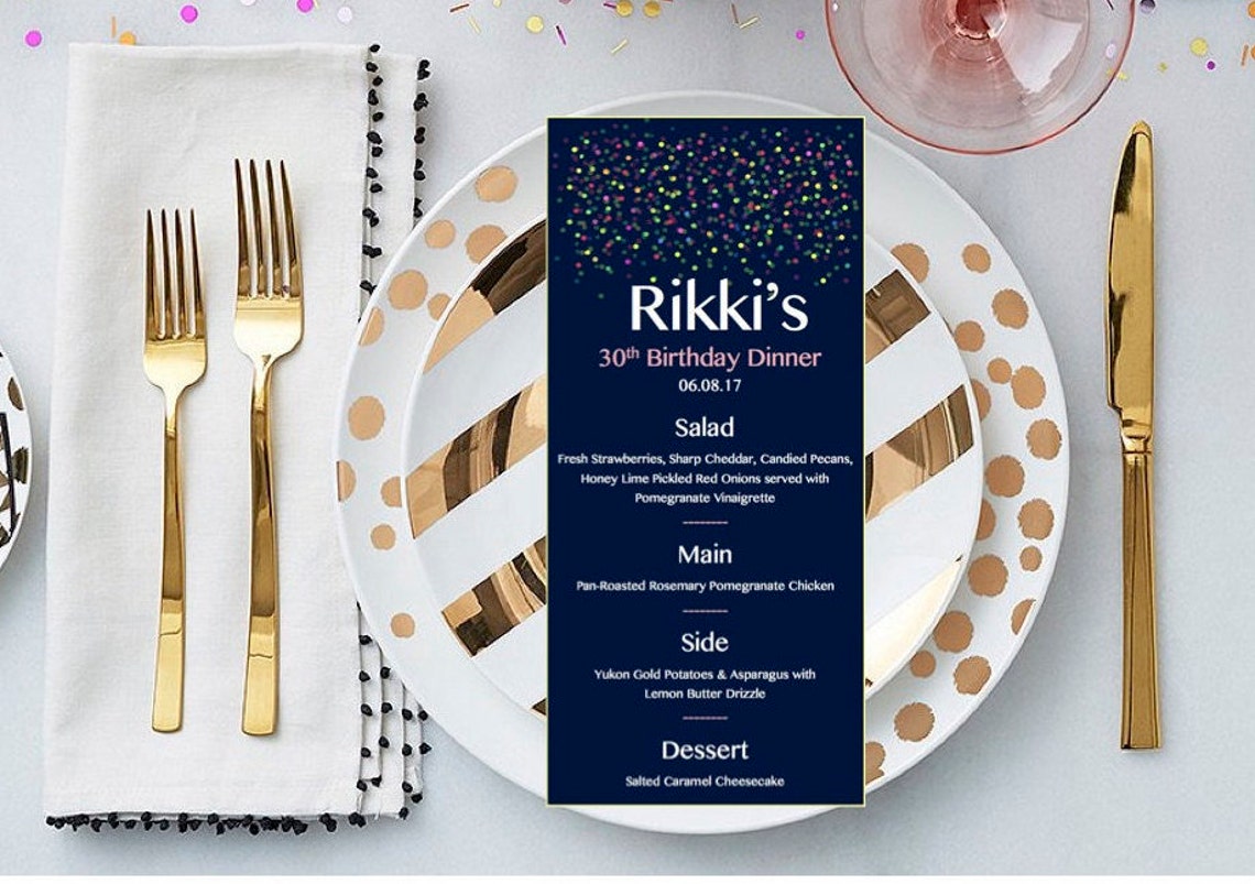 Birthday Dinner Menu | Menu | Digital Download & Printable Template - Etsy