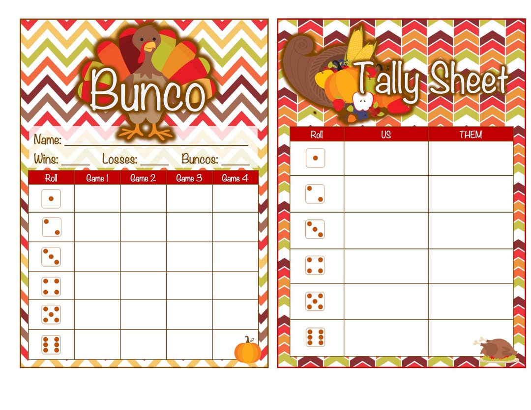 Fall Bunco Template | November Bunco | Pumpkin Bunco | Thanksgiving ...