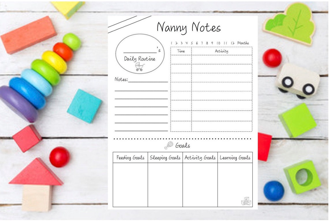 Nanny Notes | Daily Routine | Baby Journal | Baby Log | Babysitting ...