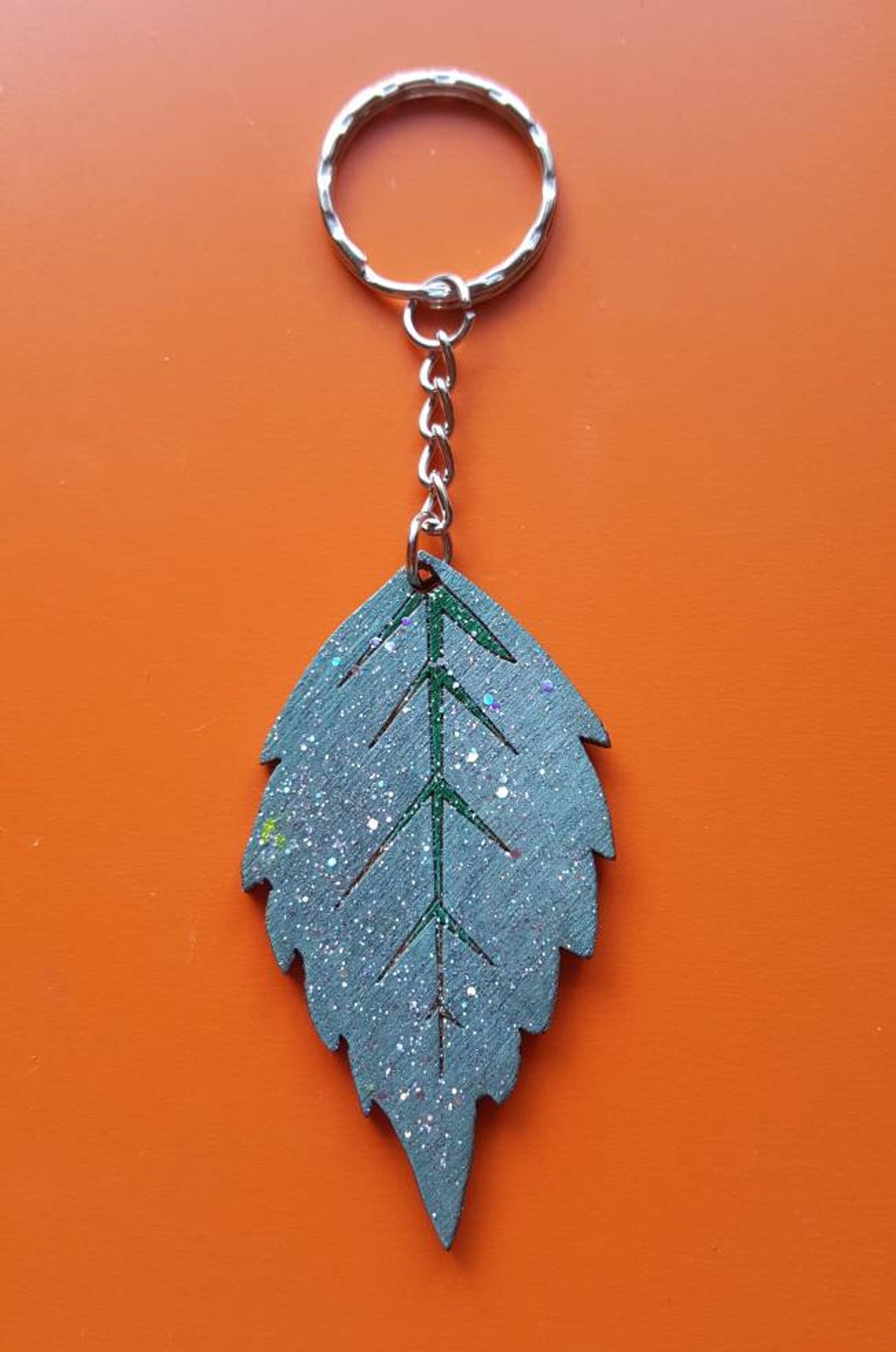 Green/blue Birch Leaf Keyring - Etsy