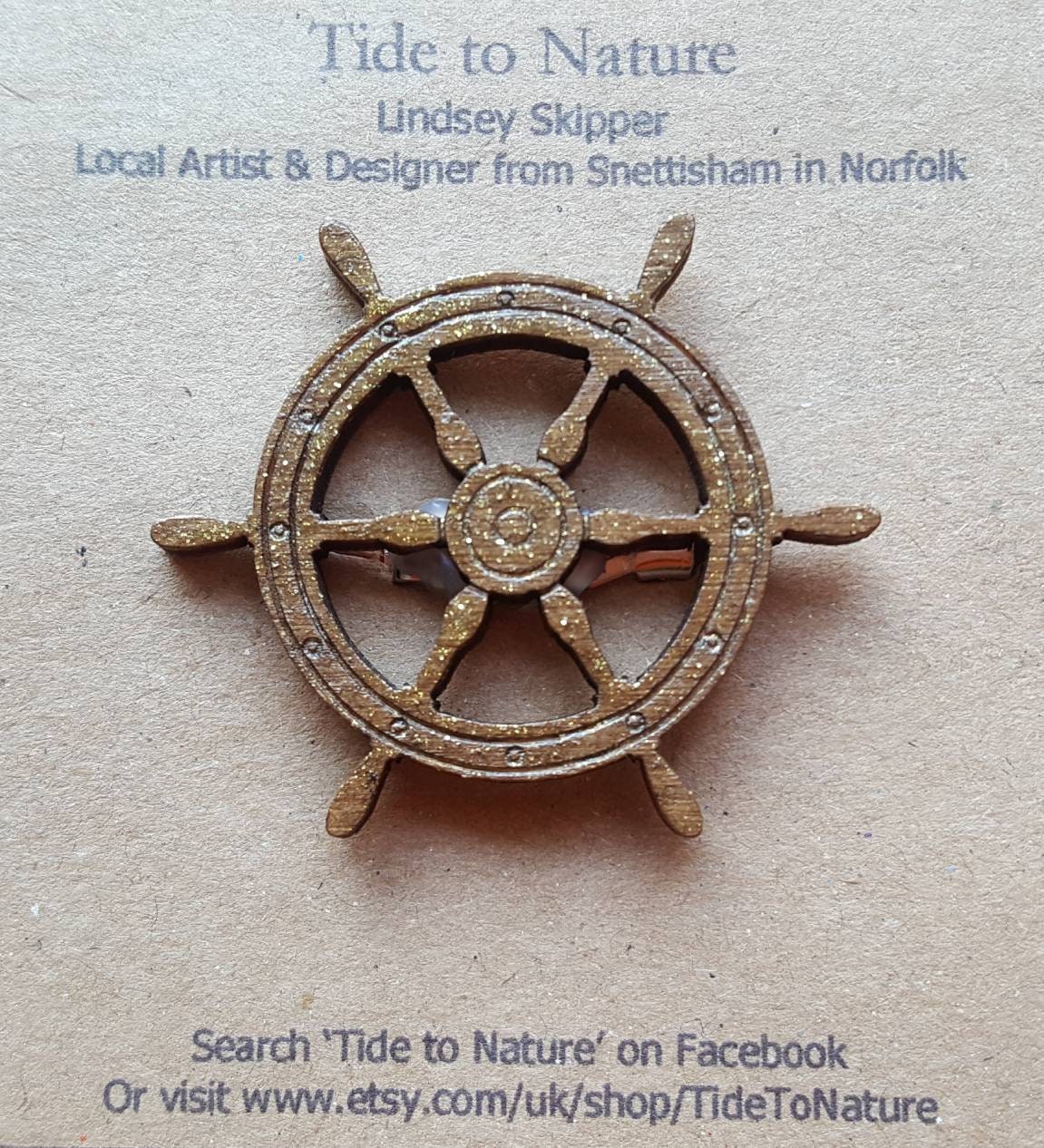 Ship Wheel Brown Pin/badge - Etsy