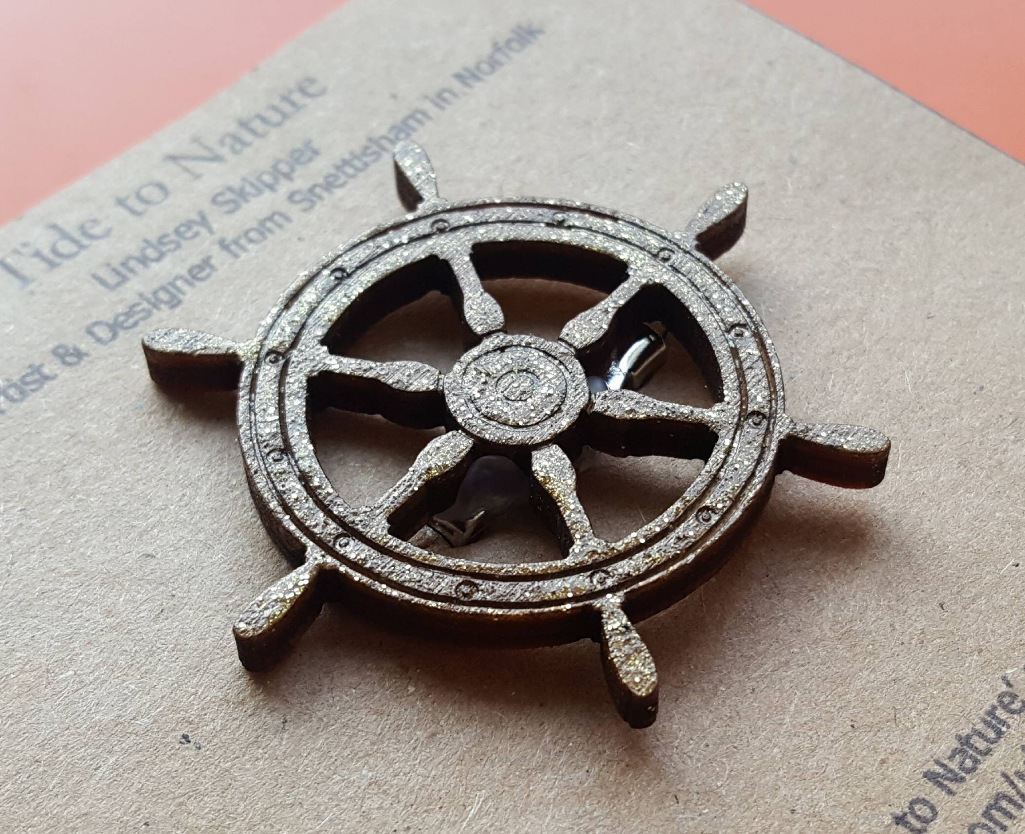 Ship Wheel Brown Pin/badge - Etsy