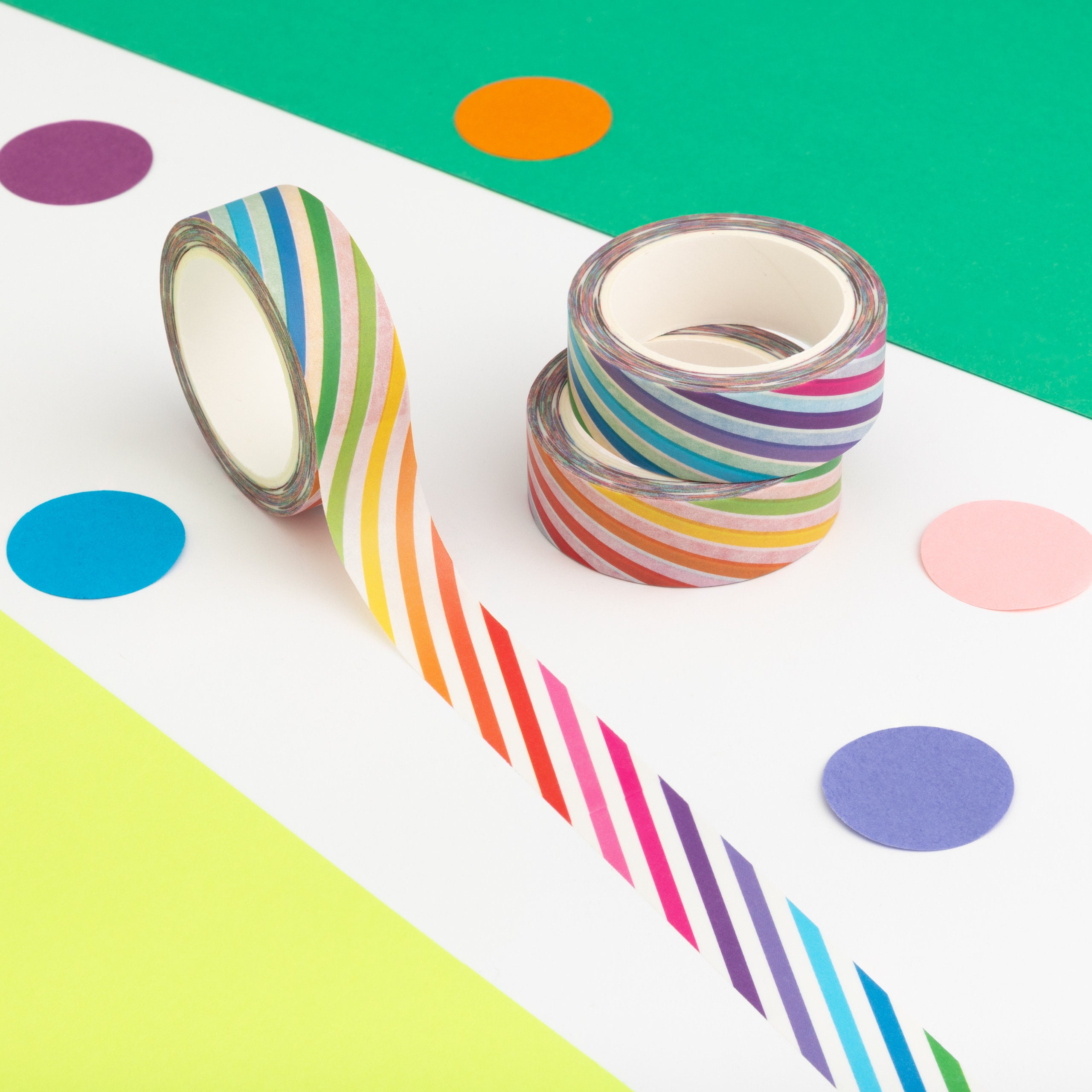 Bright Rainbow Washi Tape Set, Pack of Colourful Washi Tapes ...