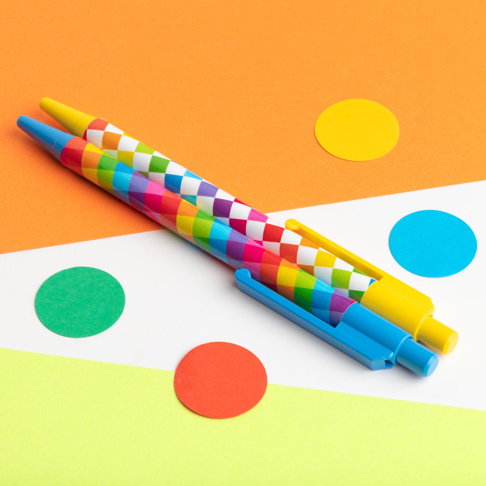 Colourful Rainbow Pen, Bright Checks Pen, Cute Writing Pen for School ...