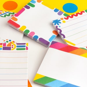Colourful Shapes Sticky Notes Pad, Rainbow Sticky Notes Set, Small Memo ...