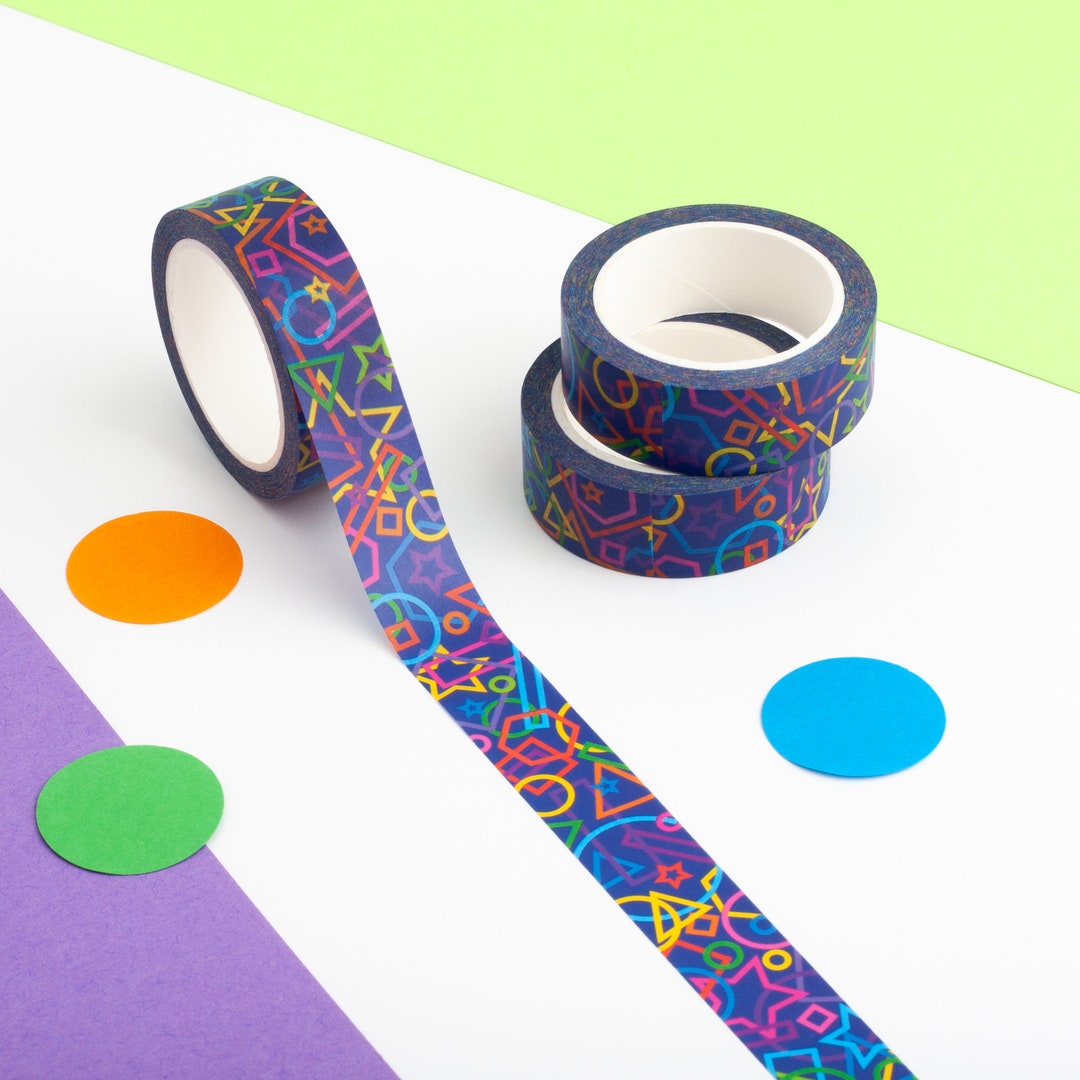 Rainbow Geometric Shapes Washi Tape, Colourful Planner Tape, Patterned ...