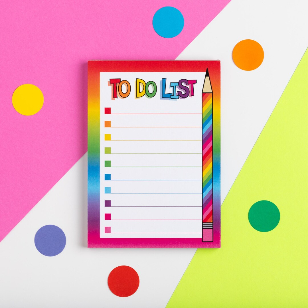 To Do List A6 Notepad, Colourful Lined to Do List Pad, Cute Rainbow Pad ...