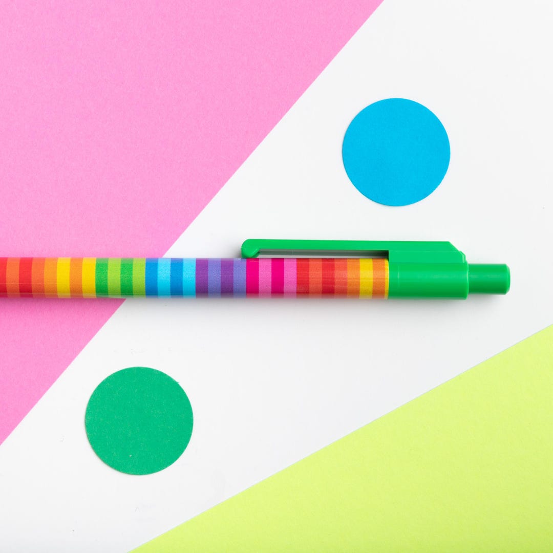 Rainbow Stripe Pen, Colourful Writing Pen, Bright Pen for School ...