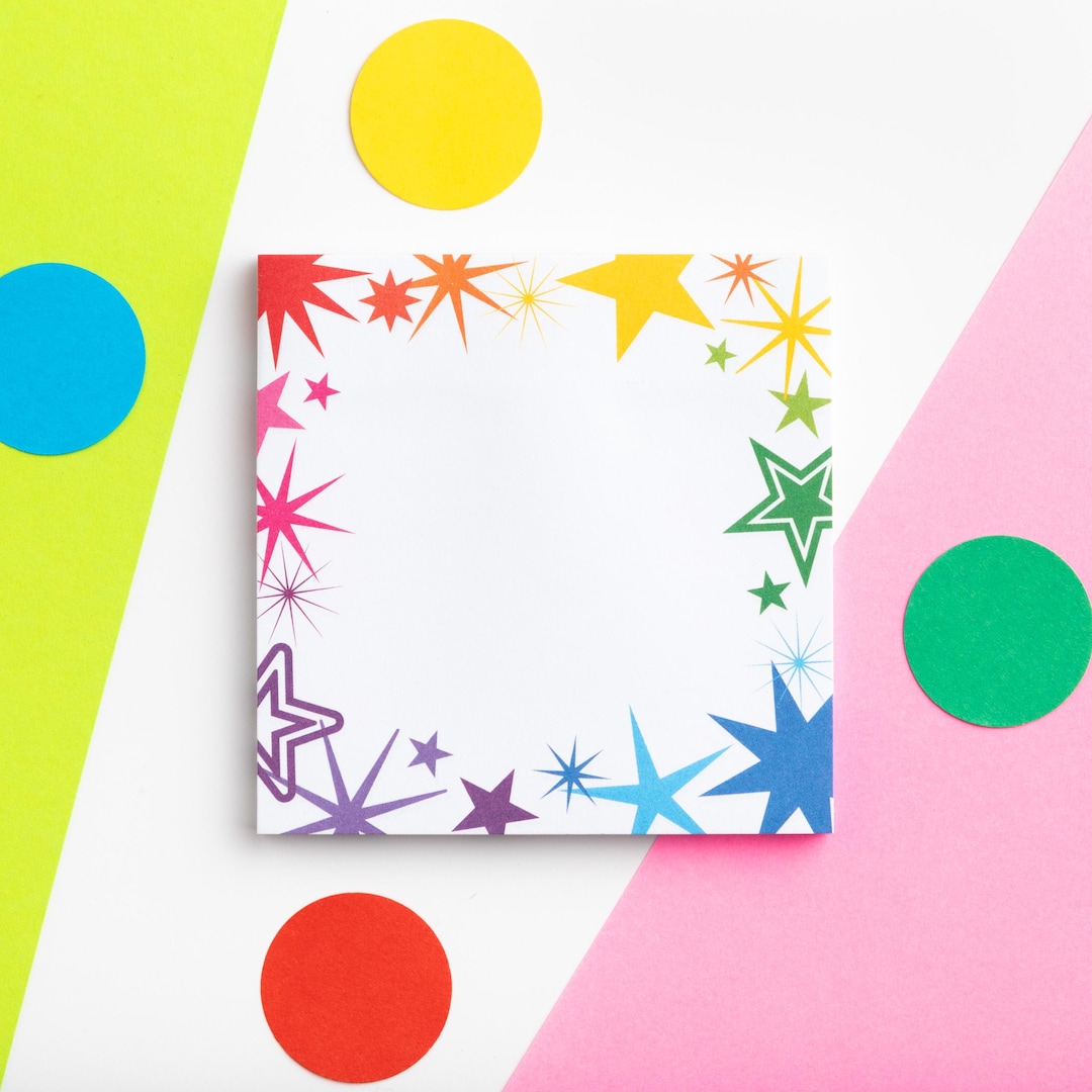 Rainbow Stars Sticky Notes Pad, Colourful Starry Sticky Notes, Cute ...