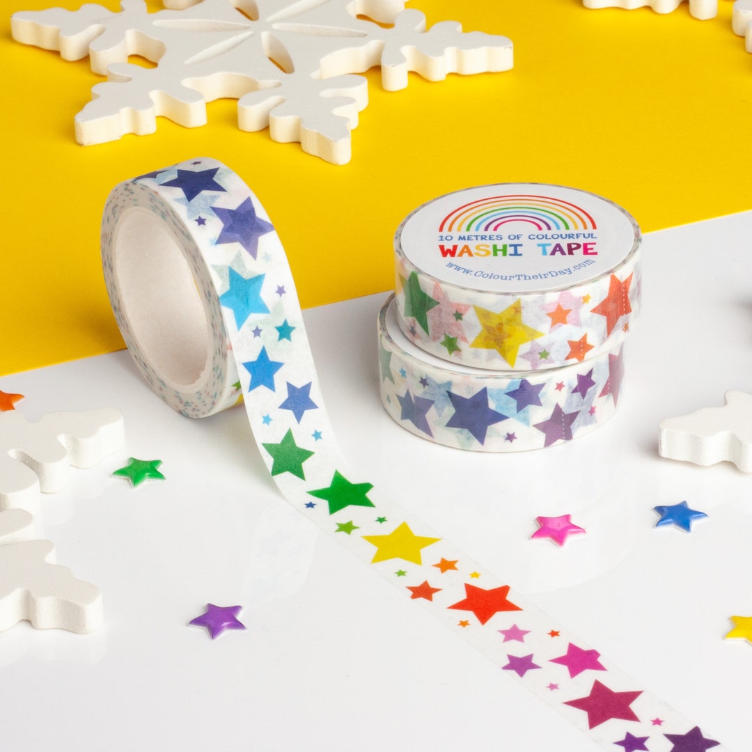 Colourful Rainbow Stars Washi Tape, Star Pattern Decorative Tape ...
