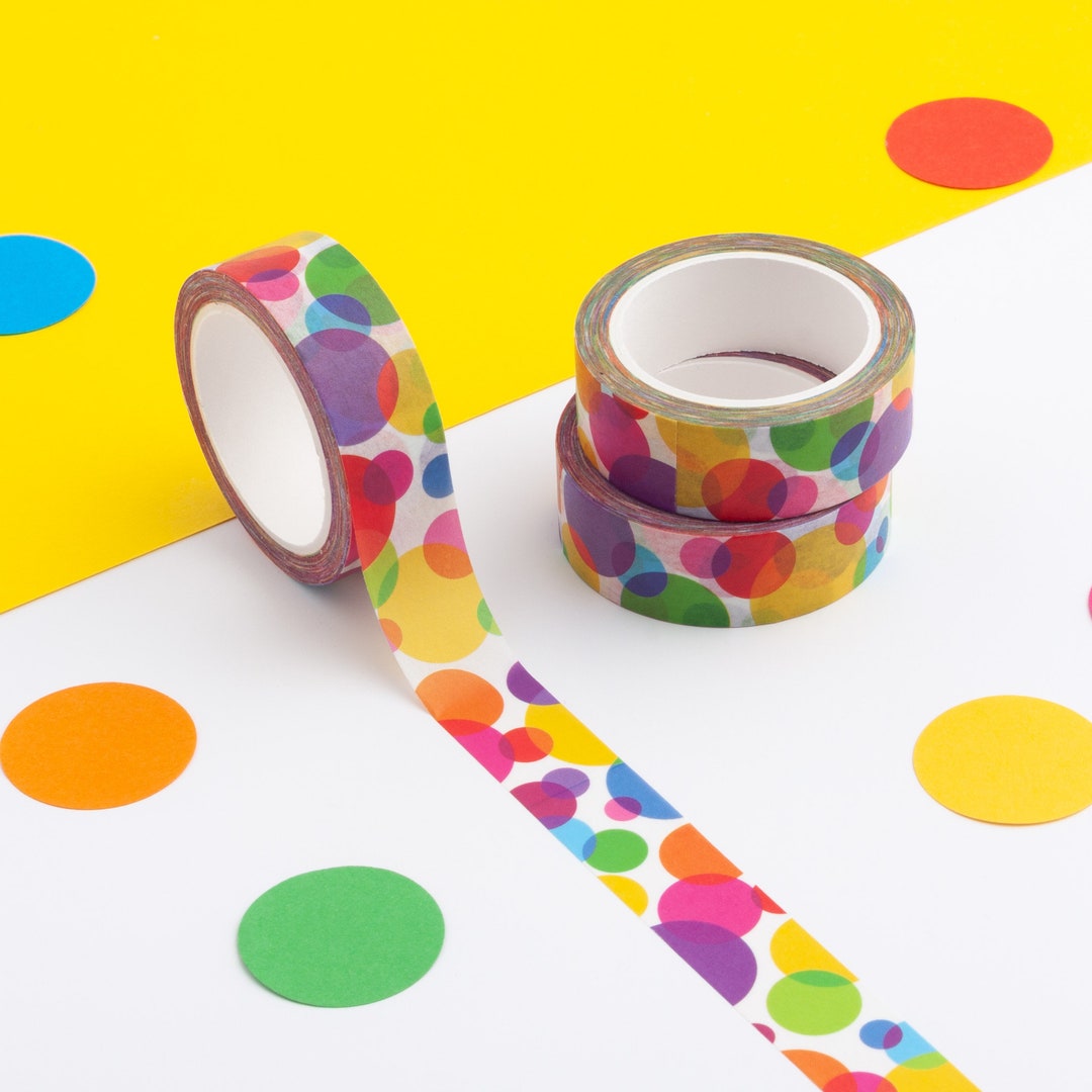 Rainbow Spotty Washi Tape, Colourful Spots Washi Tape, Multi Coloured ...