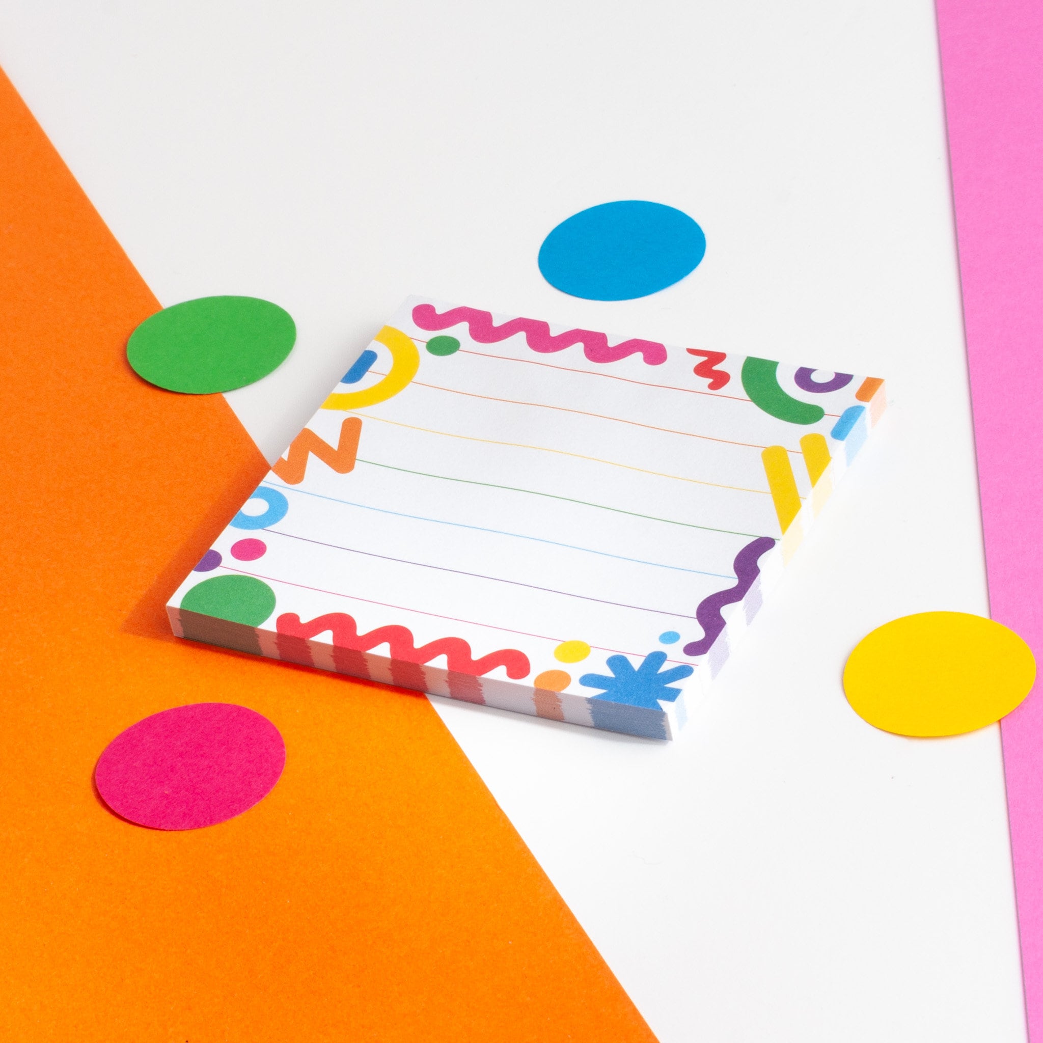 Rainbow Shapes Sticky Notes Pad, Colourful Lined Sticky Notes, Small ...
