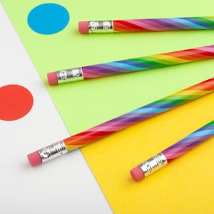 Rainbow Pencil, Colourful Stripe Pencil, Cute Stationery Gift, Set of ...