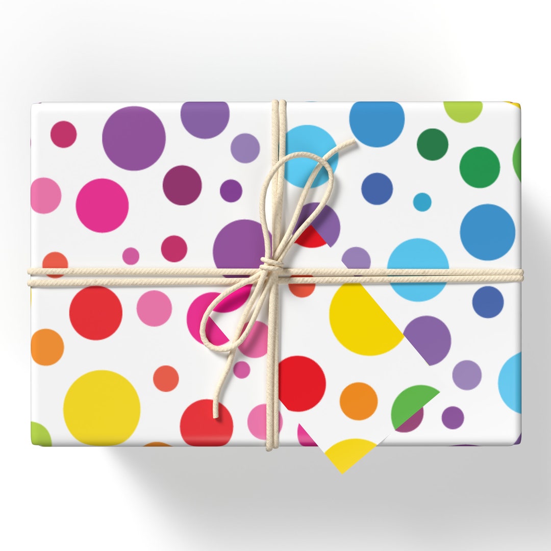 Spotty Gift Wrap, SALE - End of Line, Rainbow Polka Dot Wrapping Paper ...