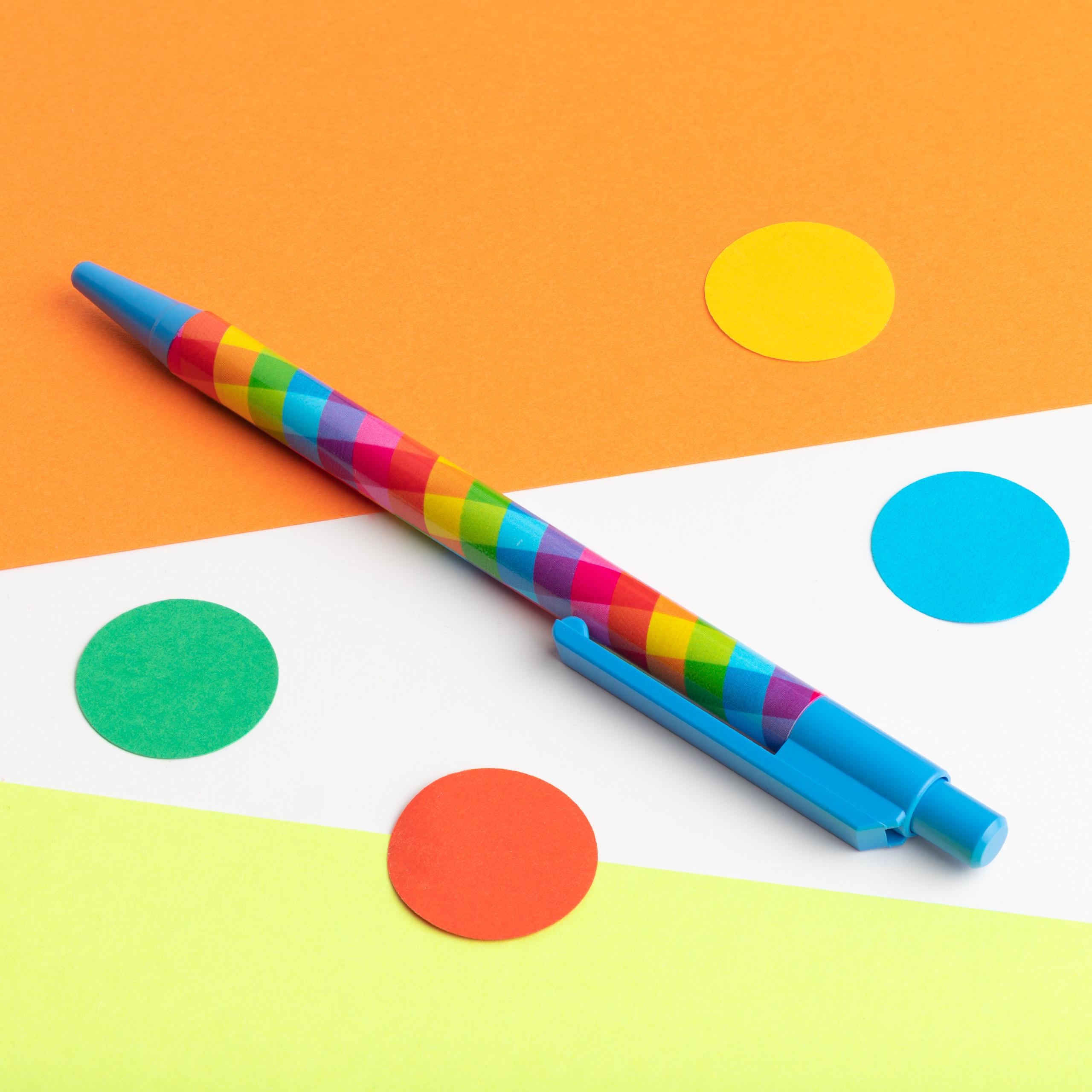 Colourful Rainbow Pen, Bright Checks Pen, Cute Writing Pen for School ...