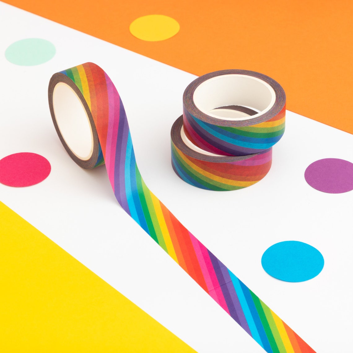 Bright Rainbow Washi Tape Set, Pack of Colourful Washi Tapes ...