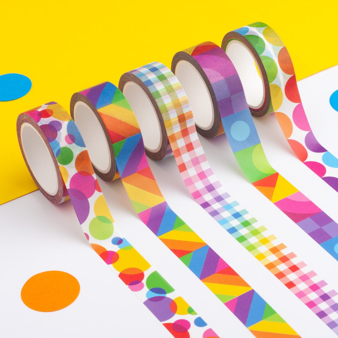 Rainbow Washi Tape Pack, Colourful Washi Tape Set, Cute Washi Tape ...