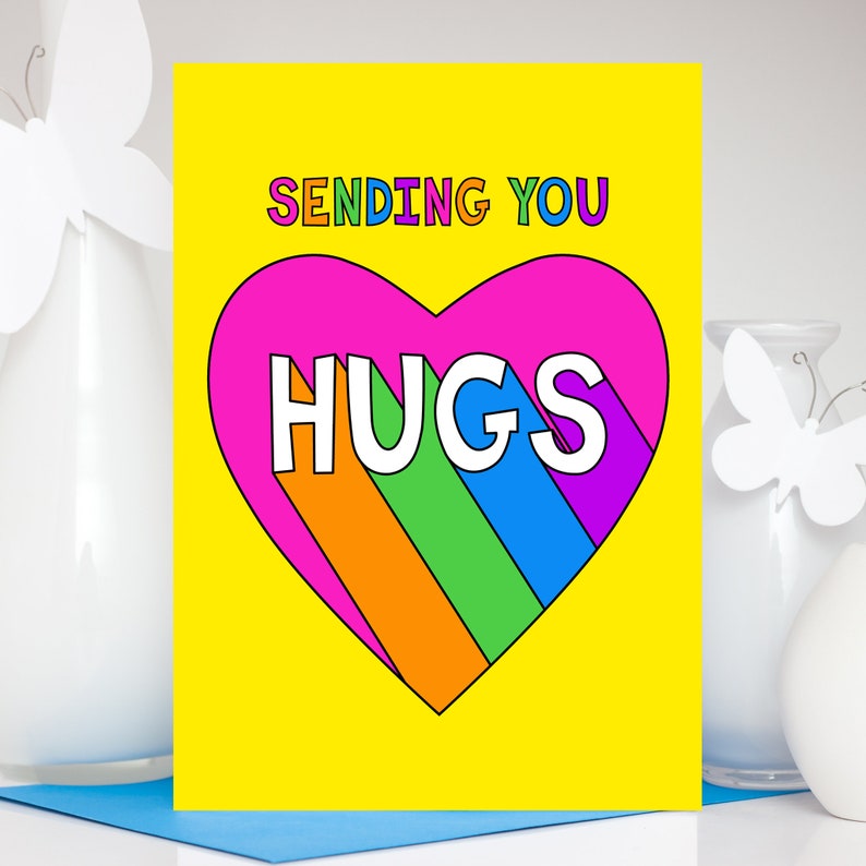 Sending You Hugs Card Sending A Hug Card Miss You Card Card Etsy
