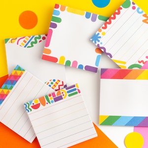 Colourful Shapes Sticky Notes Pad, Rainbow Sticky Notes Set, Small Memo ...