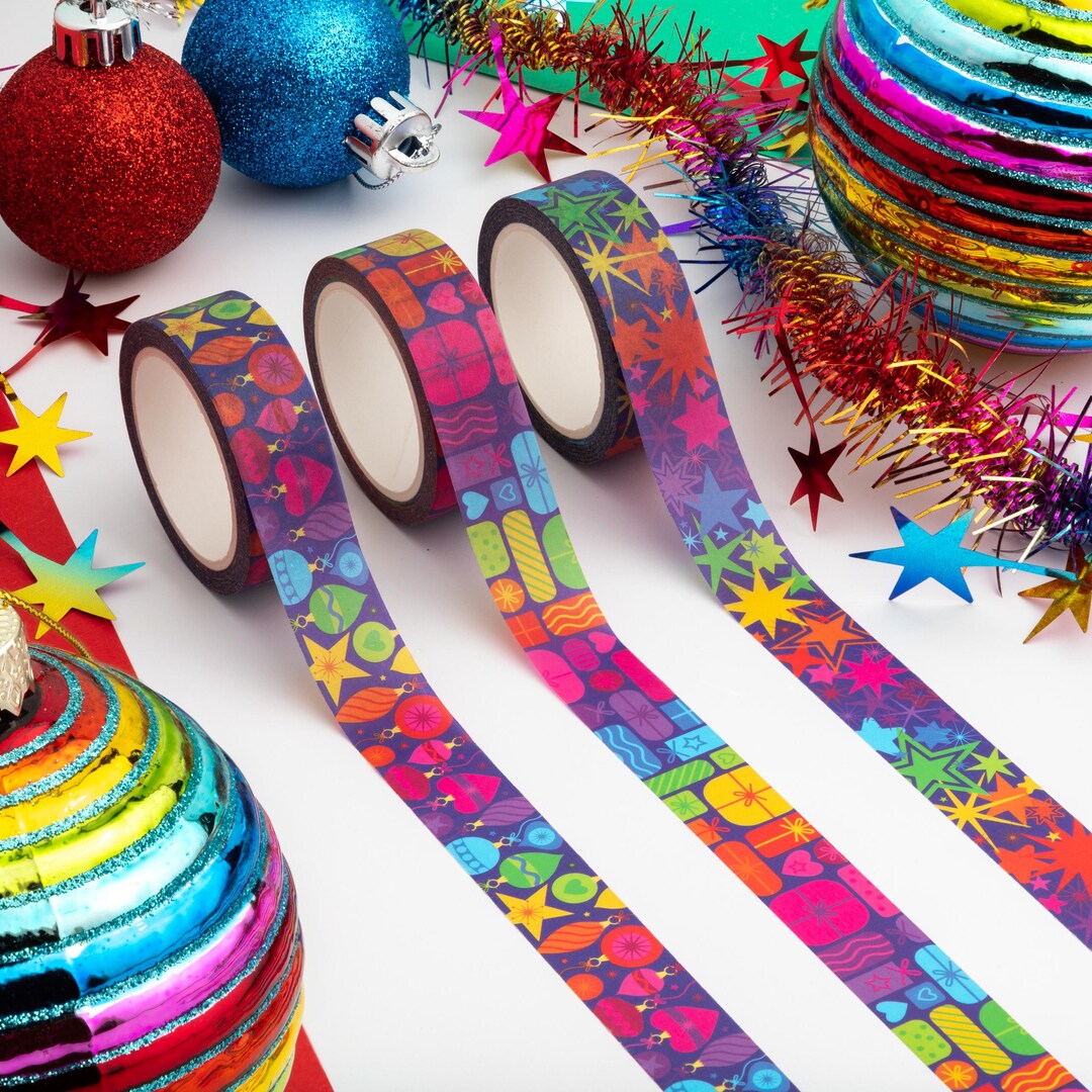 Rainbow Christmas Washi Tape Set, Set of 3 Festive Washi Tapes, Xmas ...
