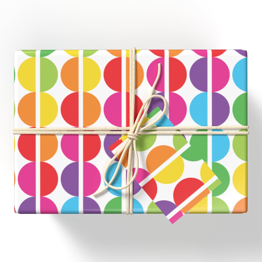 Colourful Circles Wrapping Paper Retro Design Gift Wrap - Etsy