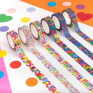 Rainbow Geometric Shapes Washi Tape, Colourful Planner Tape, Patterned ...