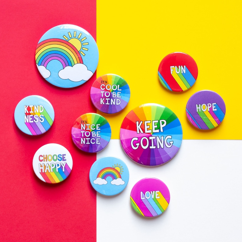 Positivity Badges Set of Motivational Badges Rainbow Badges - Etsy UK
