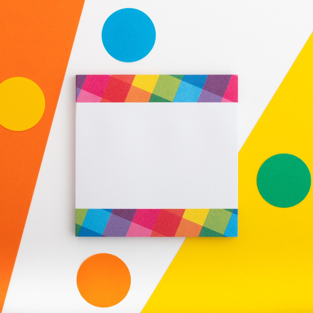 Rainbow Sticky Notes Pad, Colourful Checks Sticky Notes Set, Mini Memo ...