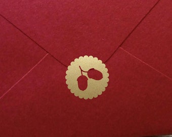 Oak Leaf Acorn Stickers One Inch Round Seals - Etsy