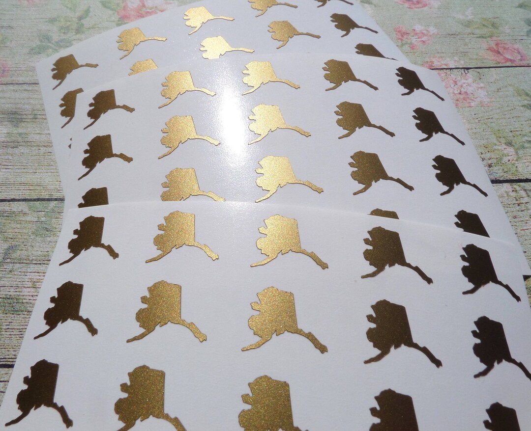 8-150 Tiny Alaska Stickers, Map Outline Shape, Destination Wedding ...