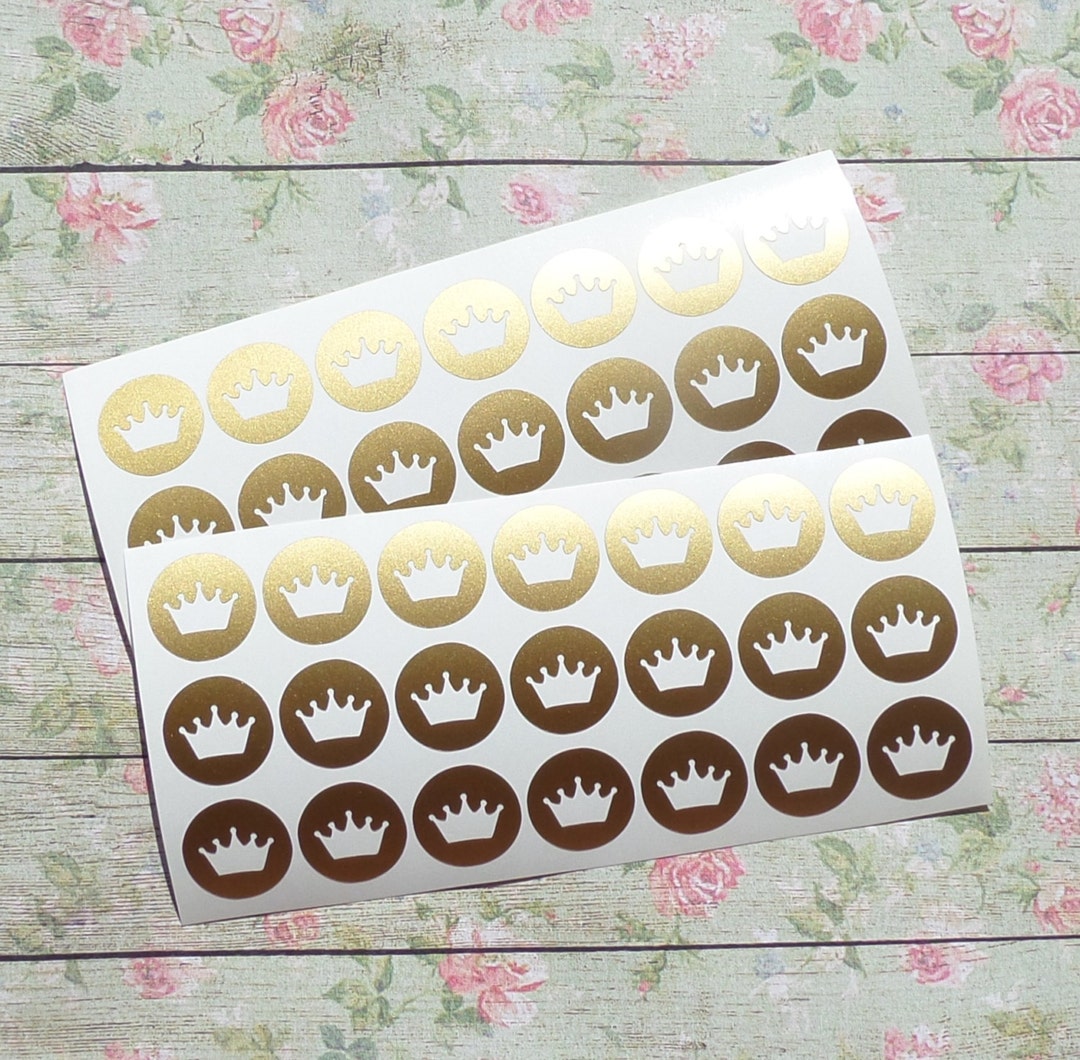 120 Crown Stickers, Mini Envelope Seal, Princess Party Favors, Crown ...