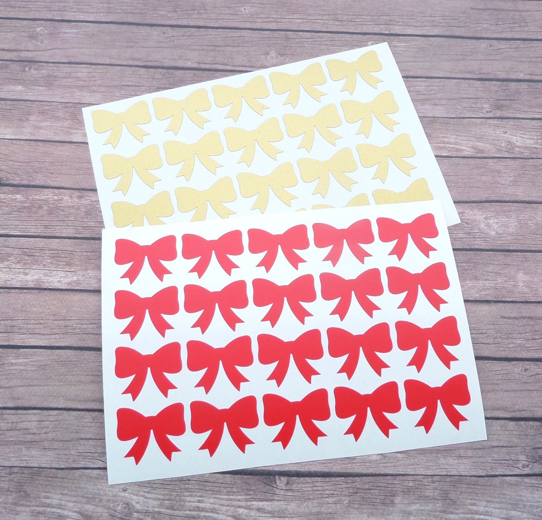 40 Bow Stickers, Vinyl Bow Decals, Removable Wallpaper, Gold Bow ...