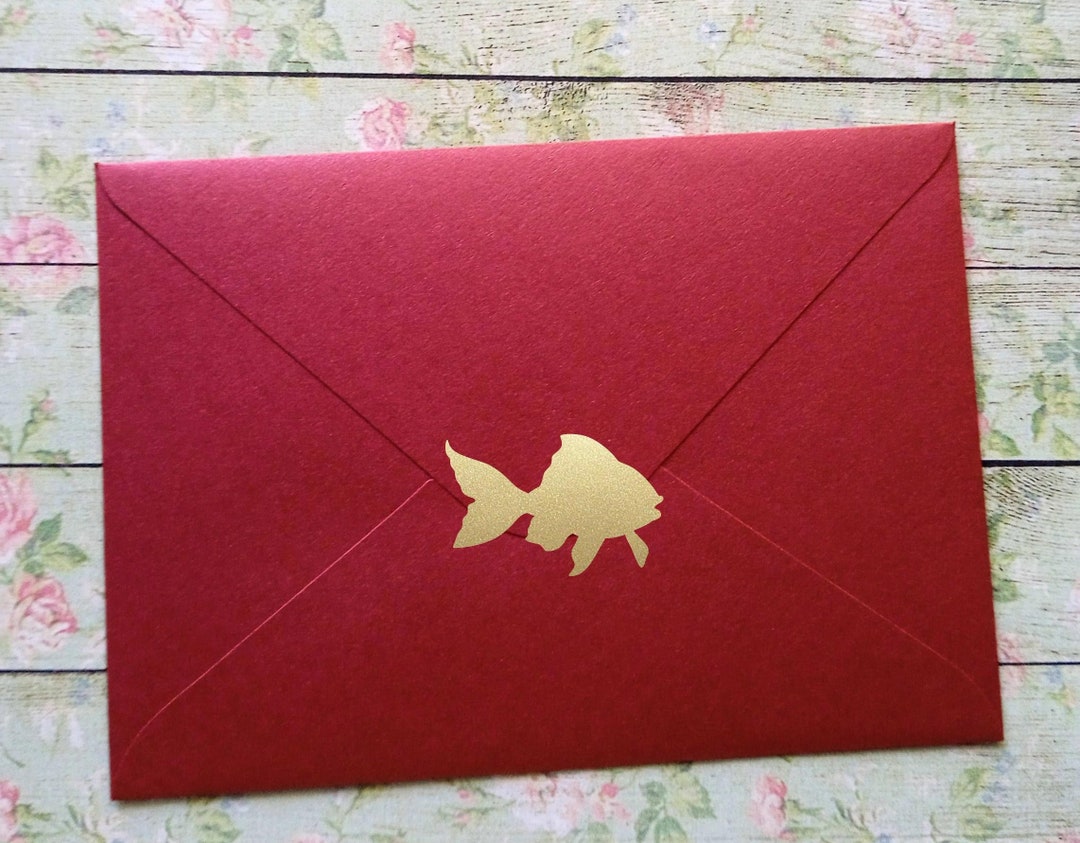 20 Small Goldfish Stickers, Fish Envelope Seal, Craft Supply, 0.5-2in ...
