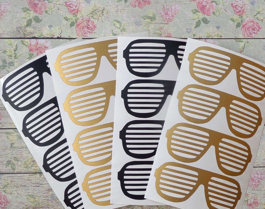 20 Vinyl Shutter Shades Decals, Shutter Glasses Stickers, 80s Party Cup ...