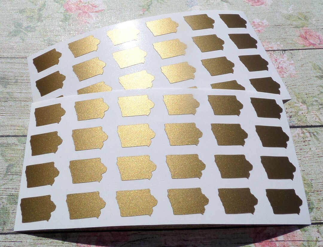 150 Tiny Iowa Stickers, Map Outline Shape, Destination Wedding Welcome ...