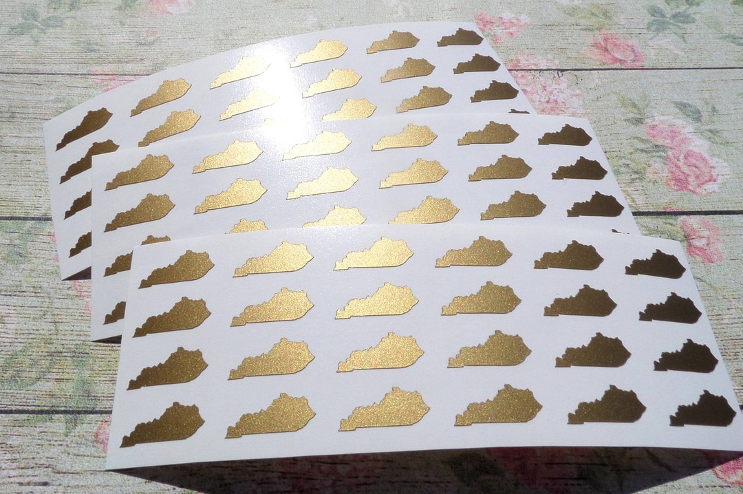 40-150 Mini Kentucky Stickers, Map Outline Shape, Destination Wedding ...