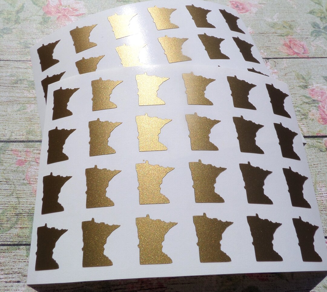 40-150 Tiny Minnesota Stickers, Map Outline Shape, Destination Wedding ...