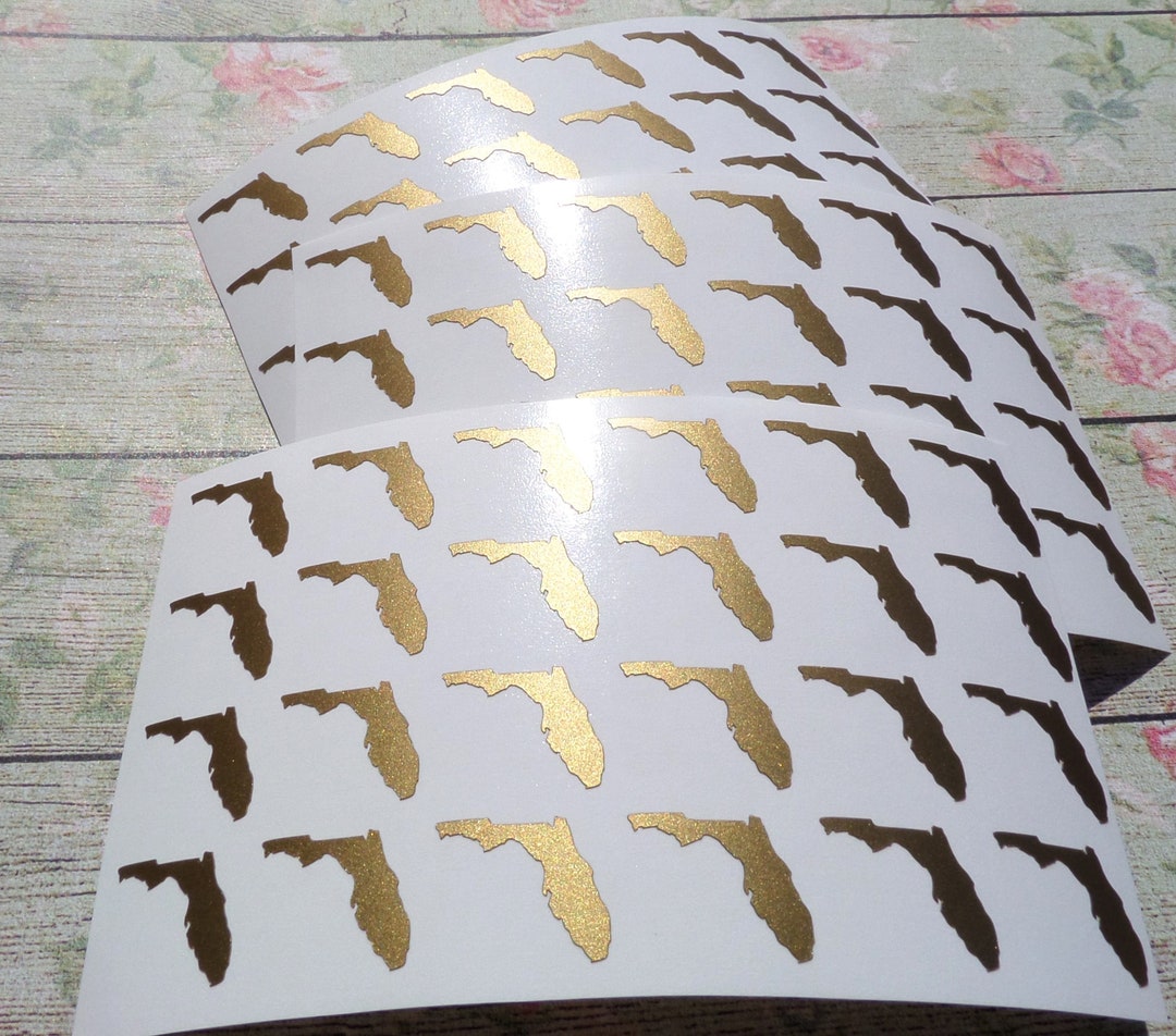 40-150 Tiny Florida Stickers, Map Outline Shape, Destination Wedding ...