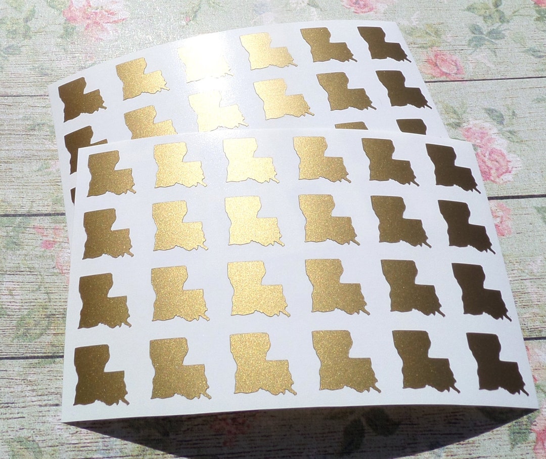 40-150 Tiny Louisiana Stickers, State Pride, Map Outline Shape ...