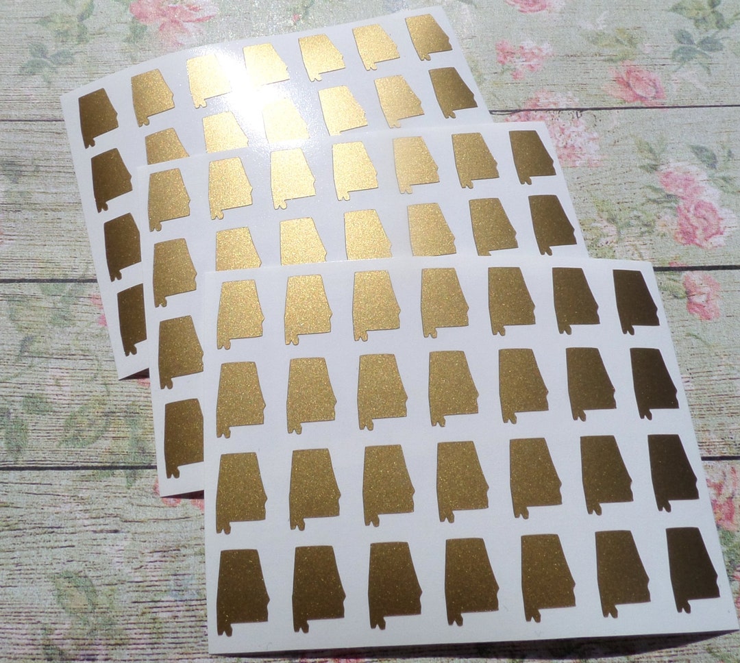 40-150 Mini Alabama Stickers, Map Outline Shape, Destination Wedding ...