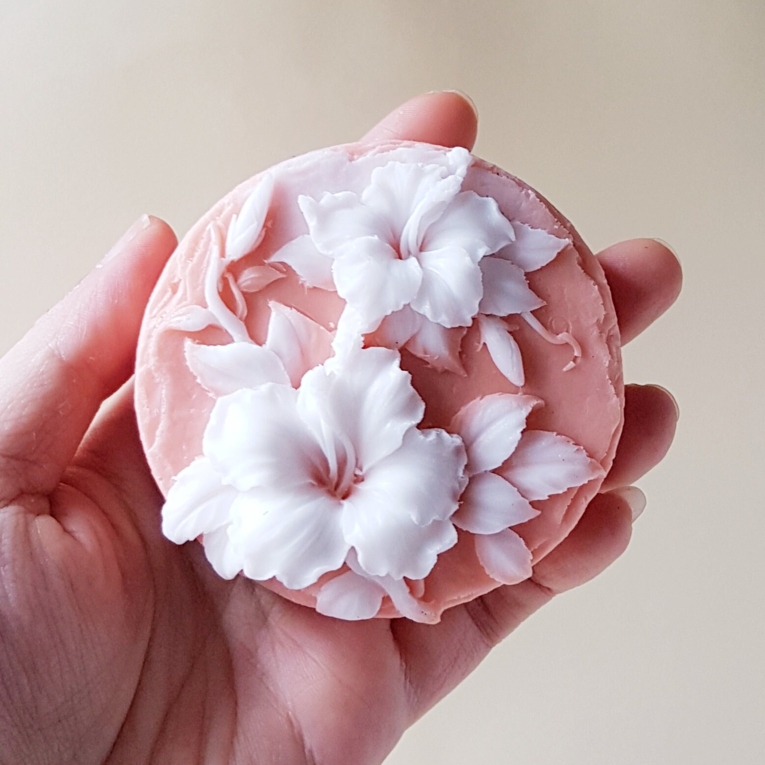 Ruffled Hibiscus Rosa-sinensis Scented Handmade Round Soap, 2 Pcs Soaps ...