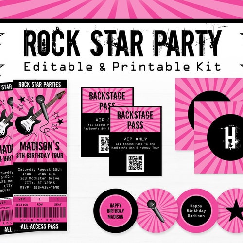 Rock Star Party Decorations Rockstar Birthday Party | Etsy