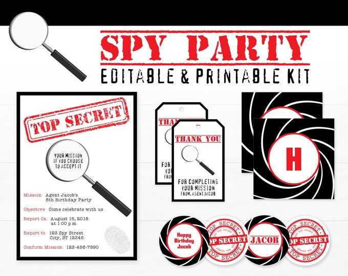 Spy Birthday Party Invitation & Decorations INSTANT DOWNLOAD - Etsy