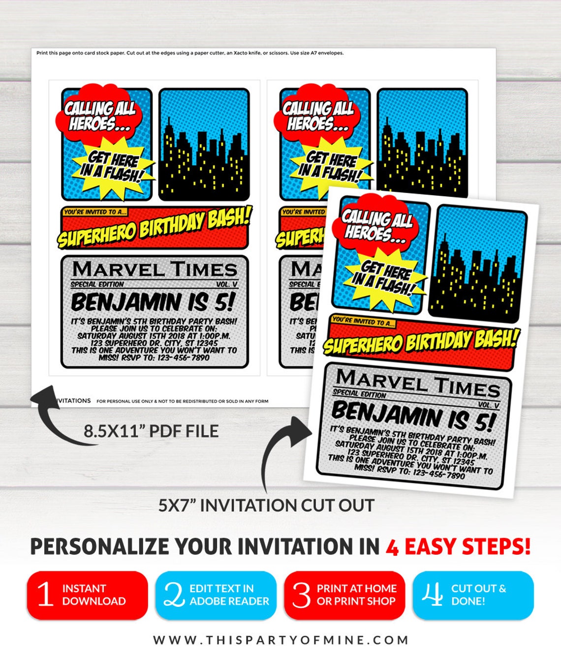Superhero Invitation Superhero Party Invitation Superhero - Etsy