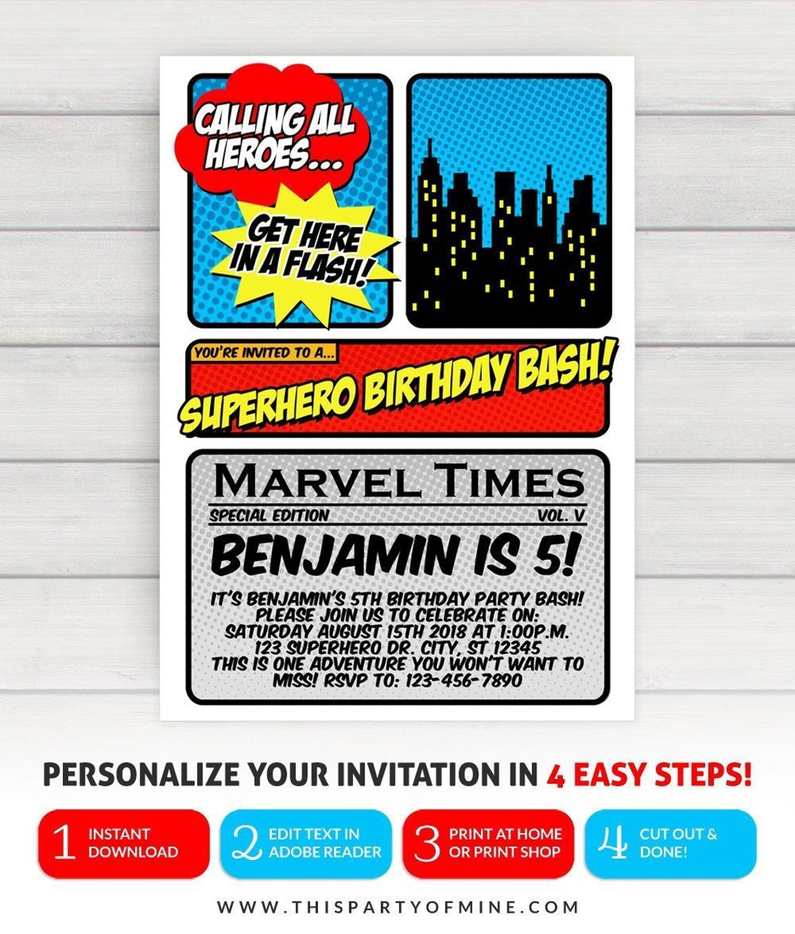 Superhero Invitation Superhero Party Invitation Superhero - Etsy
