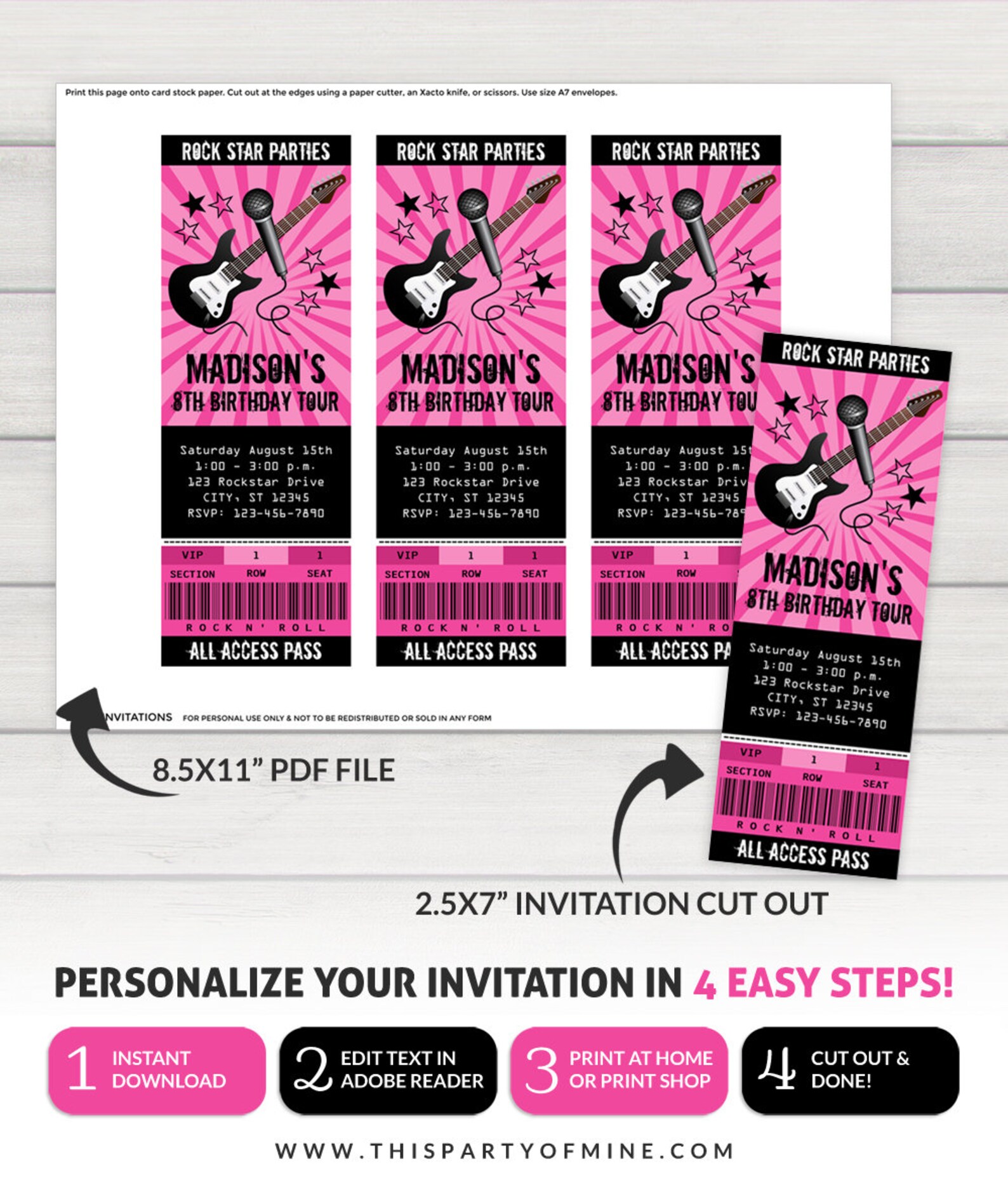 Invitación Rock Star invitación de la fiesta de la estrella - Etsy España