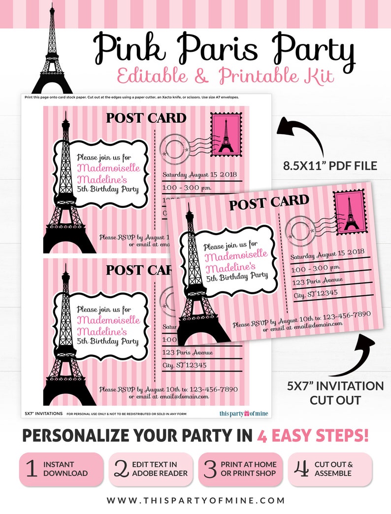 Paris Birthday Party Decorations: Printable Kit (instant Download) - Etsy