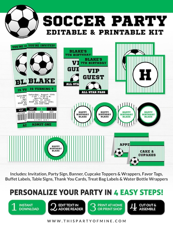 Soccer Party Decorations - Soccer Birthday Party - Printable Soccer ...