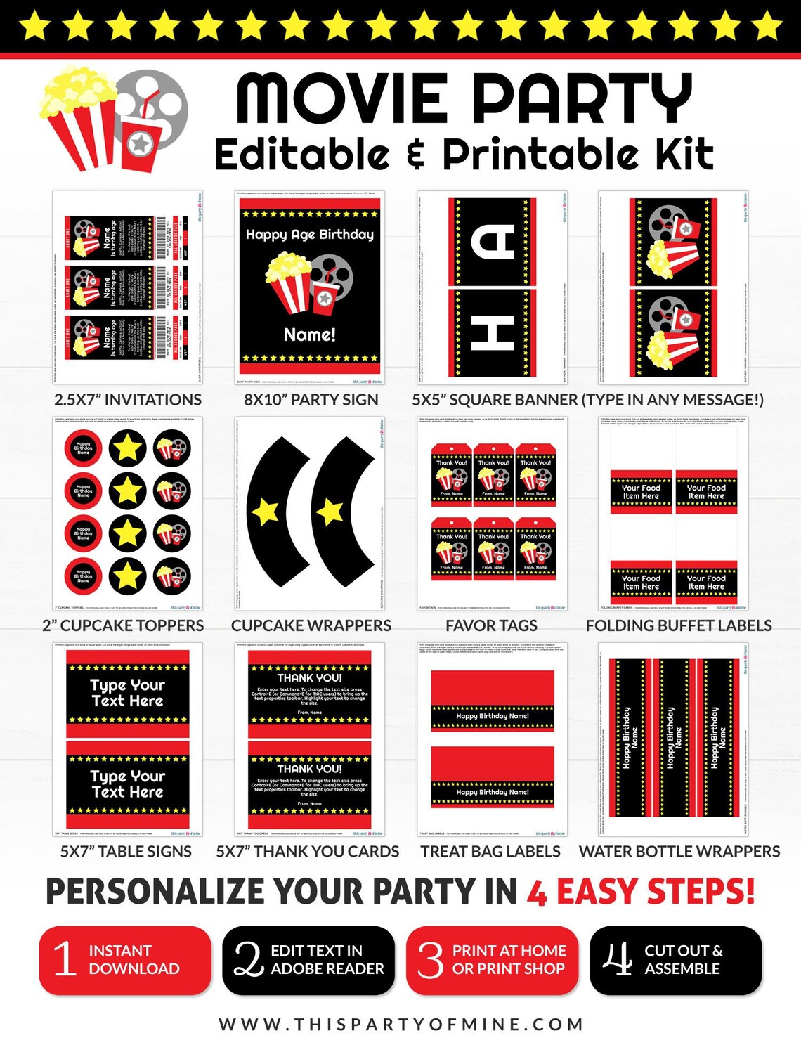 Movie Ticket Invitation. Movie Party Decorations Movie | Etsy