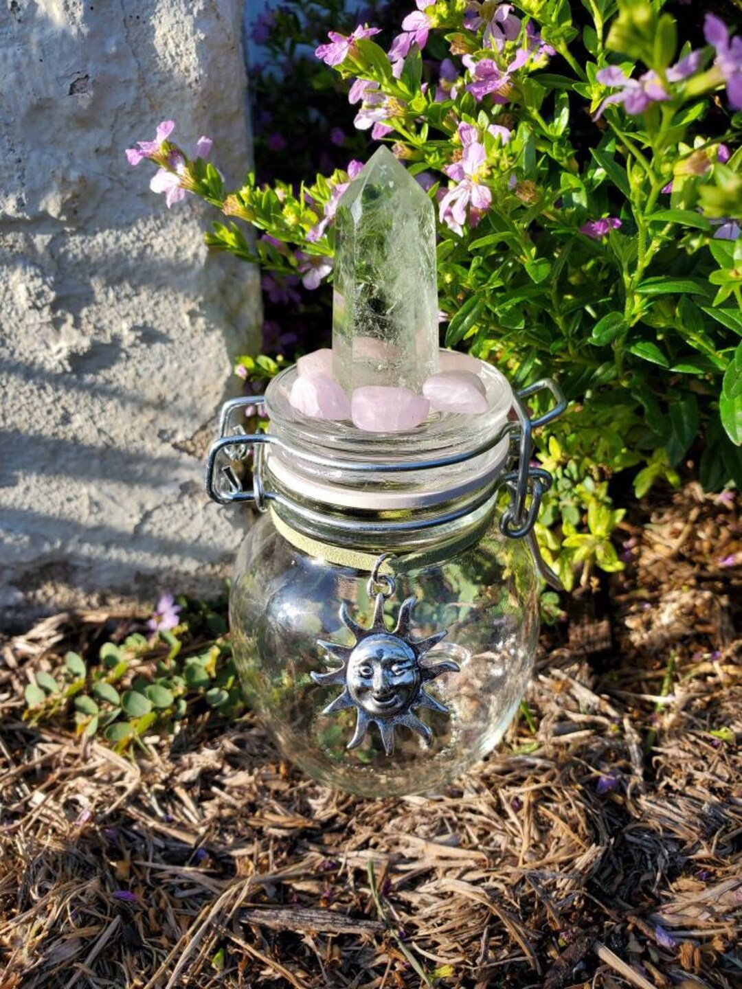 Summer Solstice Litha Glass Crystal Water Jar Green Amethyst - Etsy